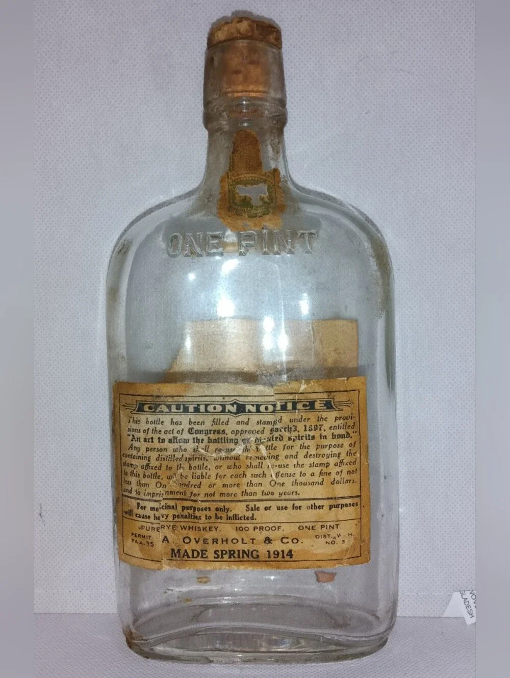 Accents | Old Overholt Whiskey Clear Glass Bottle With Vintage Label ...
